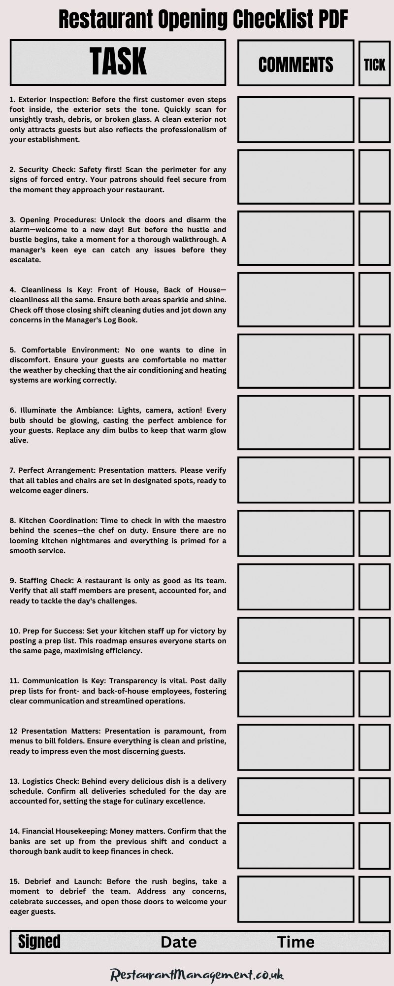 Restaurant Opening Checklist: The Ultimate Secret To Success ...